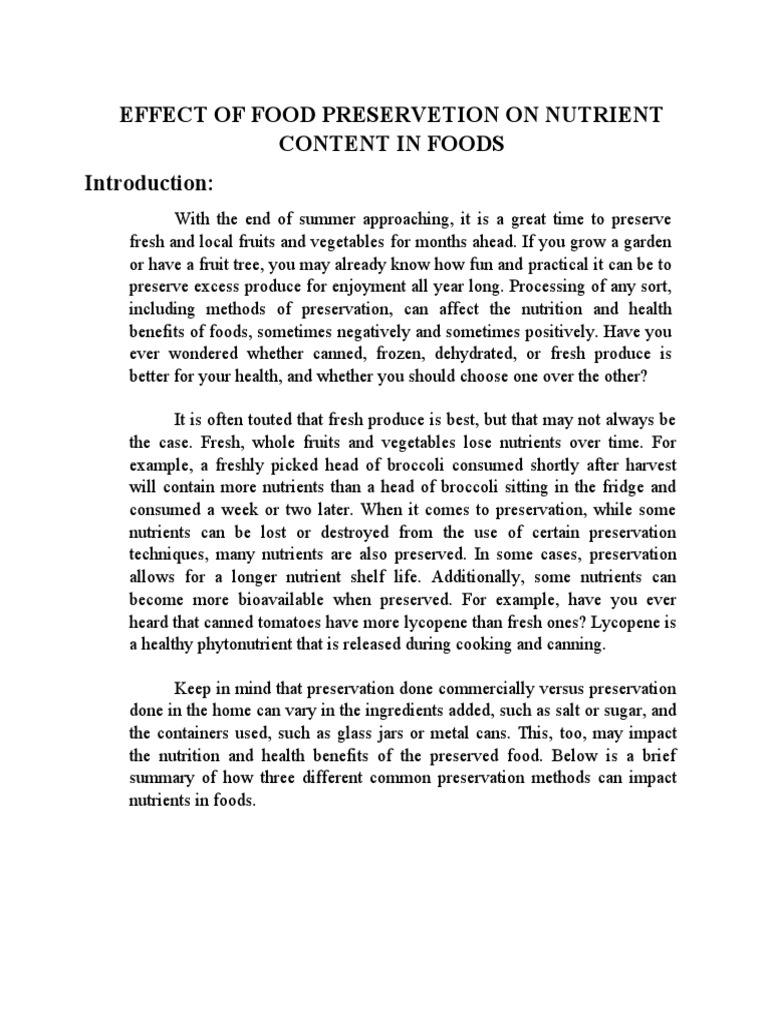 Nutrient Preservation in Food Canning | PDF | Food Preservation | Foods