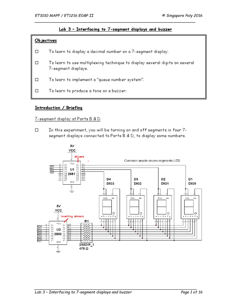 Lab 3 - Interfacing To 7-Segment Displays and Buzzer Objectives | PDF | Computing | Computer ...