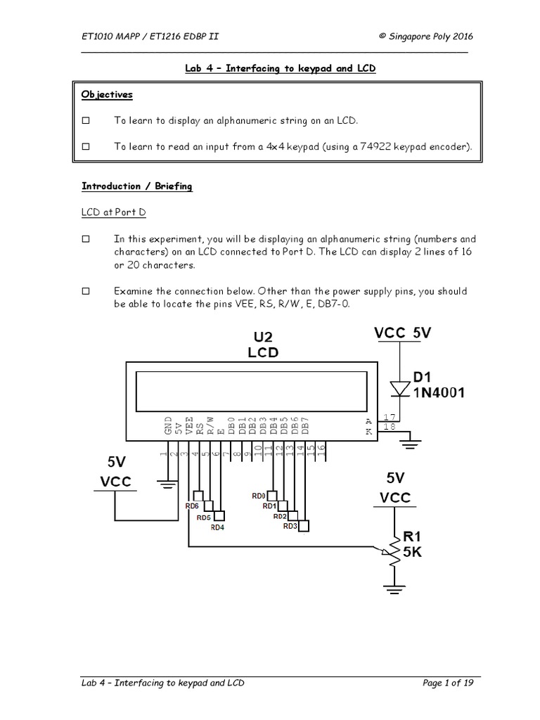Lab 4 - Interfacing To Keypad and LCD Objectives | PDF | Cursor (User Interface) | Liquid ...