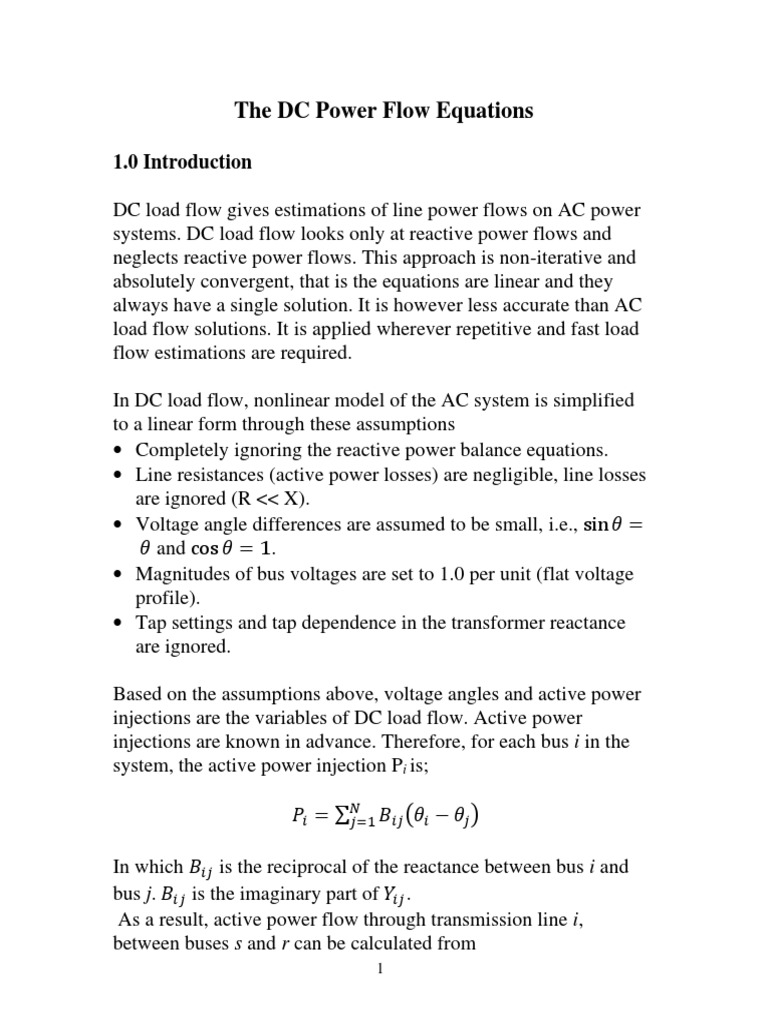The DC Power Flow Equations | PDF | Force | Metrology