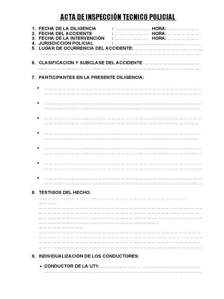 Acta de Itp - Accidente de Transito - Amasifuen | PDF