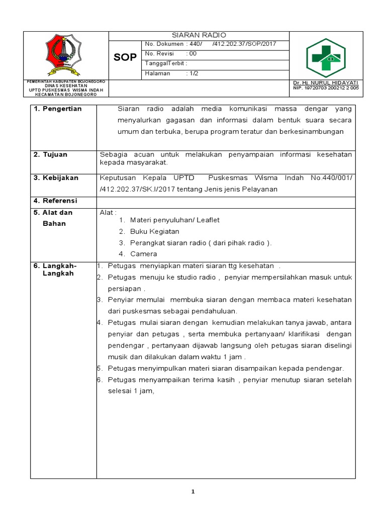Sop Siaaran Radio | PDF