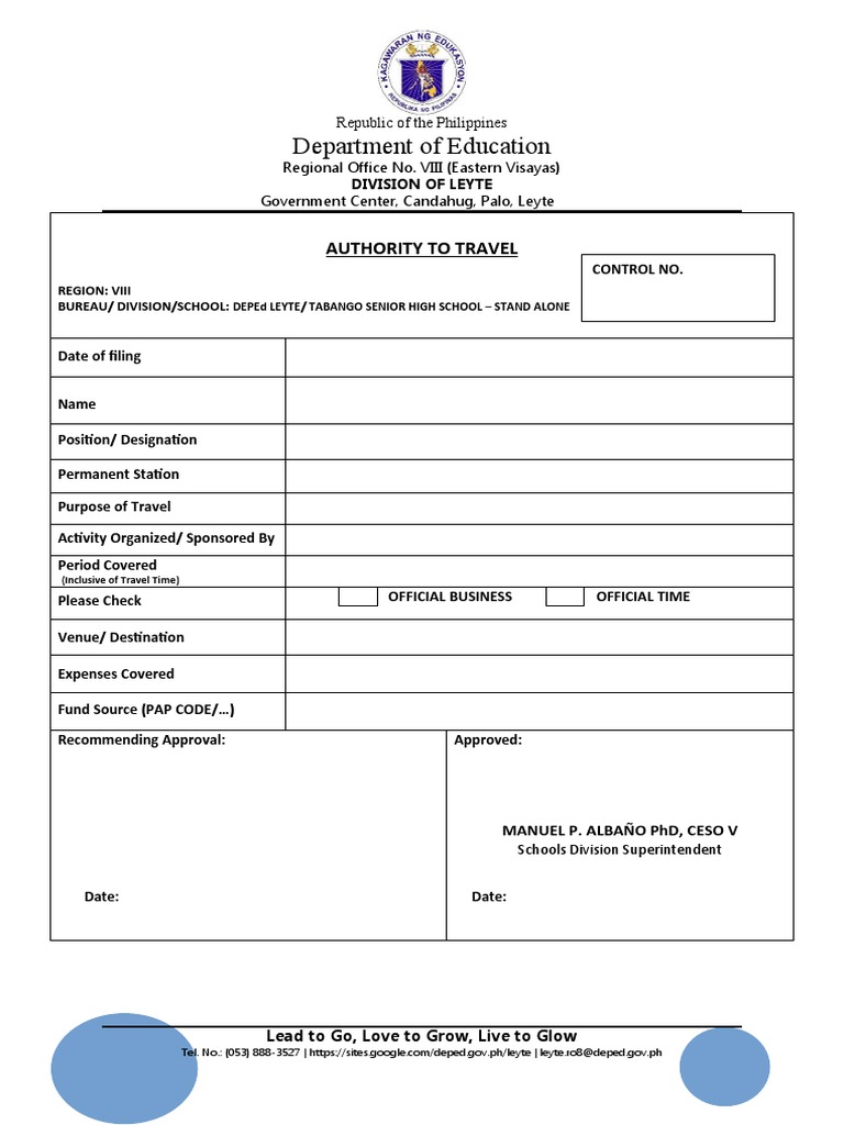 New Travel Order Template From Deped | Download Free PDF | Government