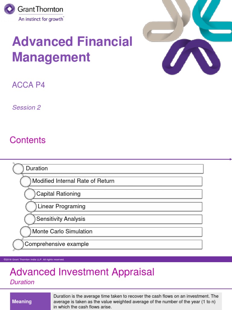 ACCA P4 - Session 2 | PDF | Internal Rate Of Return | Net Present Value