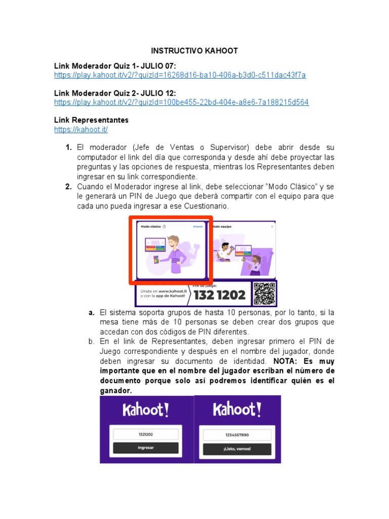 INSTRUCTIVO KAHOOT (2) | PDF