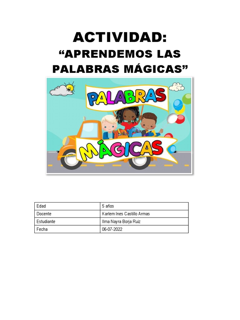 Actividad - Aprendemos Palabras Magicas | PDF | Evaluación | Aprendizaje