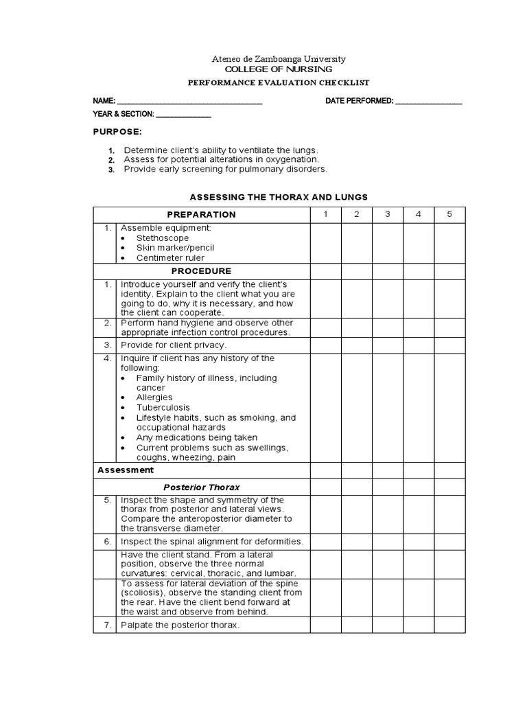 Assessing The Thorax and Lungs | PDF | Thorax | Hand