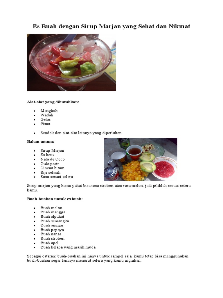 Es Buah Dengan Sirup Marjan Yang Sehat Dan Nikmat | PDF