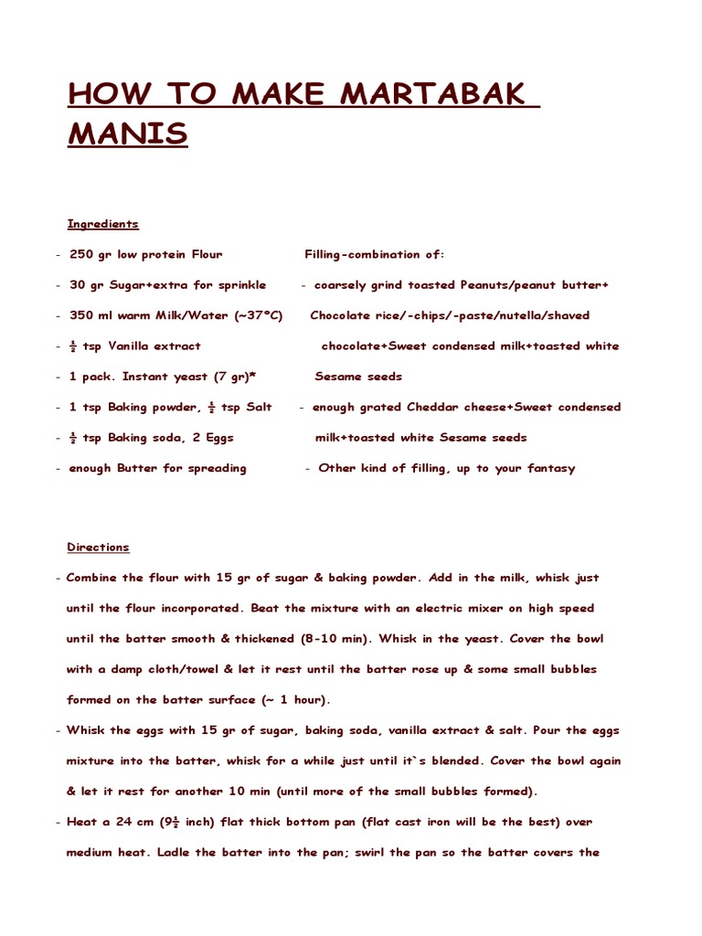 How To Make Martabak Manis | PDF | Batter (Cooking) | Pancake