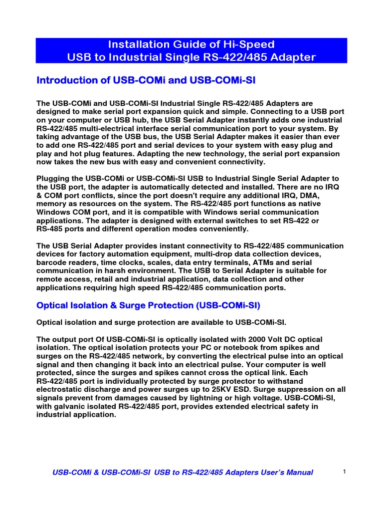 Usb Comi Manual | PDF