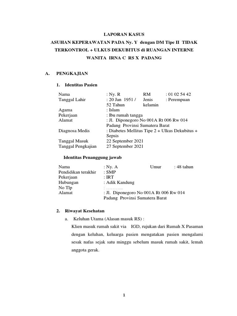 Asuhan Keperawatan Ulkus Dekubitus Grade 3 | PDF