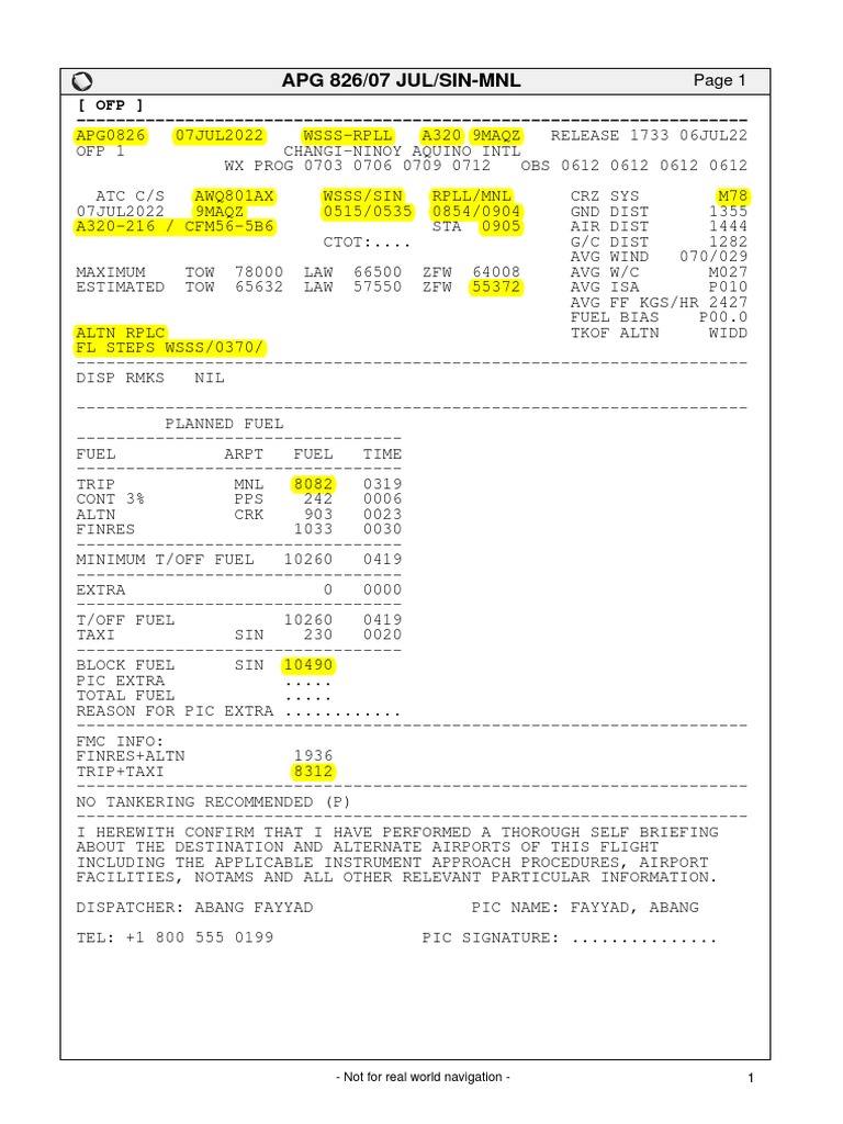 SimBrief Flight Dispatch Highlight 2 | PDF | Aviation | Aeronautics