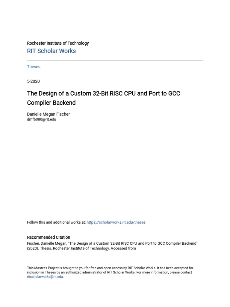 The Design of A Custom 32-Bit RISC CPU and Port To GCC Compiler B | PDF | Central Processing ...