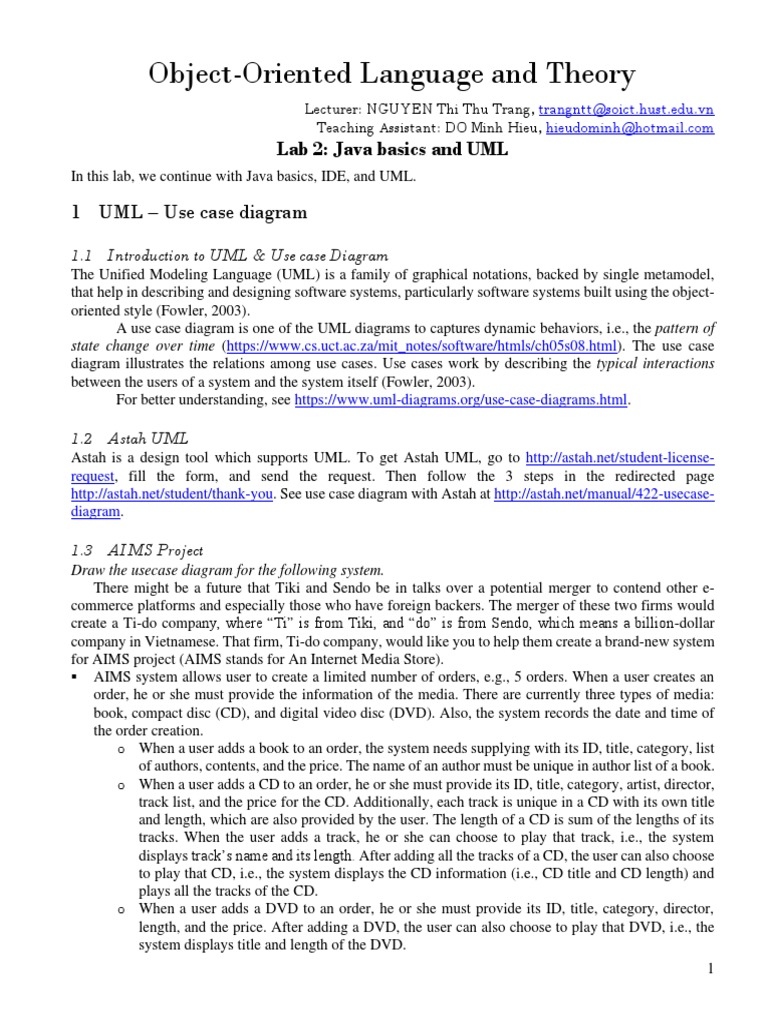 Object Oriented Language And Theory 1 Uml Use Case Diagram Pdf Use Case Unified