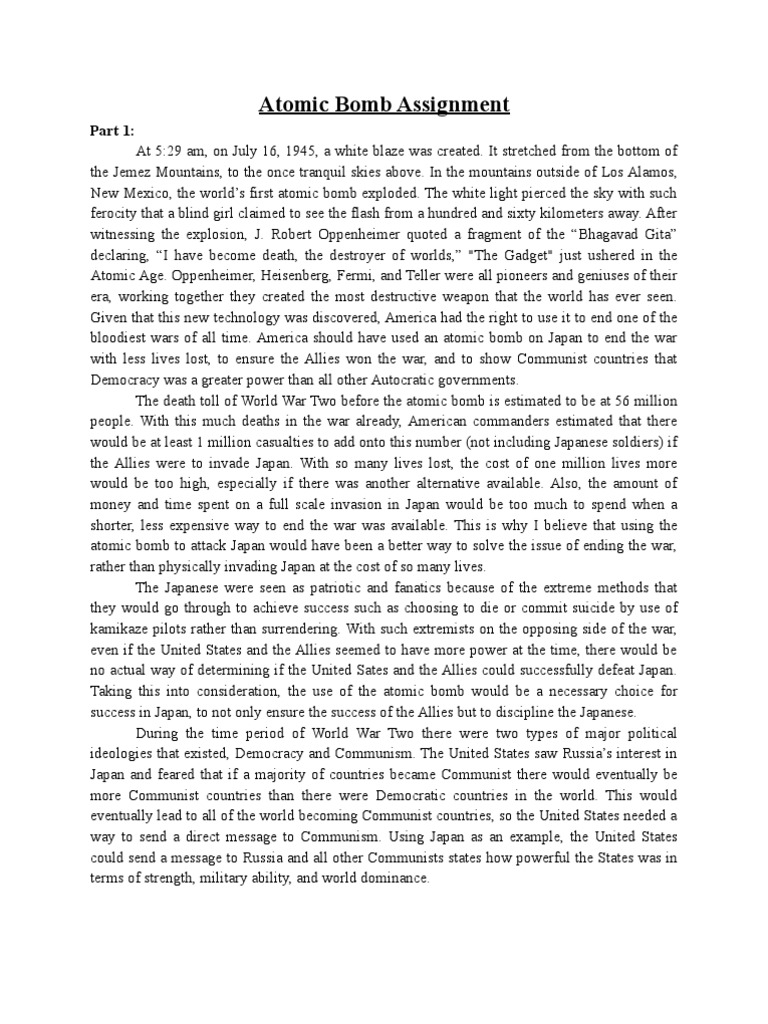 Justification for Atomic Bomb Use on Japan | PDF | Empire Of Japan ...