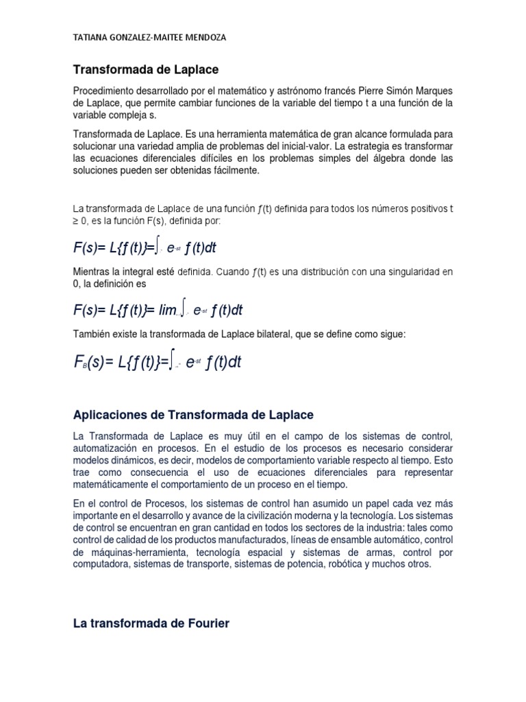 TRANSFORMADAS | PDF | Transformada de Laplace | Transformada de Fourier