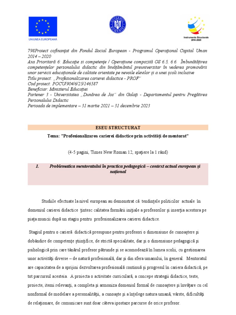 Tema Finala 1 Eseu Structurat | PDF