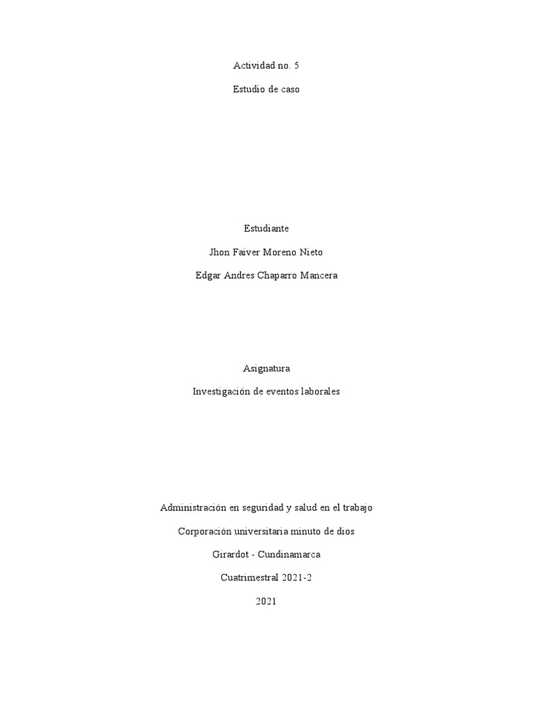 ACTIVIDAD No 5 Investigacion de Eventos Laborales | PDF | Business