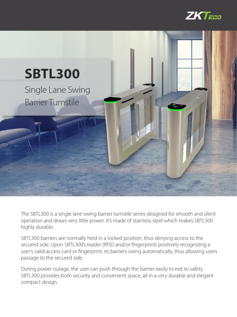 SBTL300: Single Lane Swing Barrier Turnstile | PDF | Access Control ...