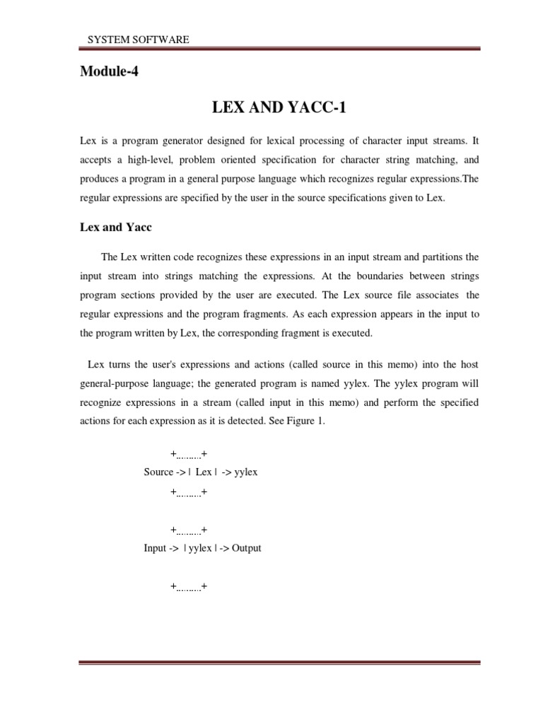 Lex and Yacc for System Software | PDF | Parsing | Software Development