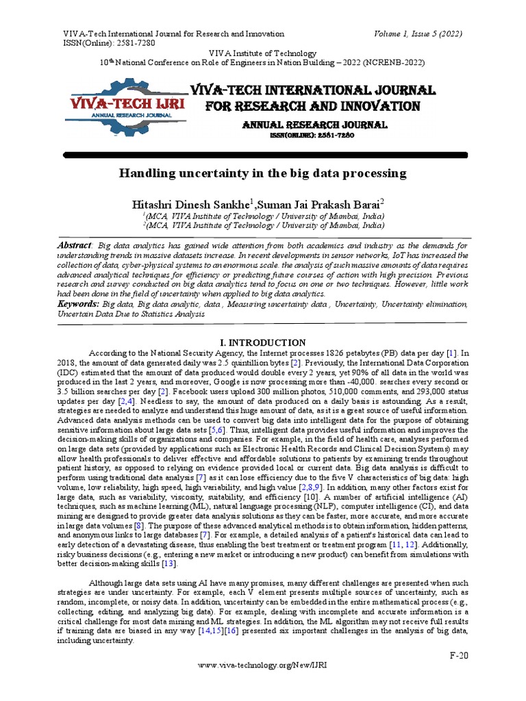 Managing Uncertainty in Big Data Analytics | PDF | Big Data | Data Analysis