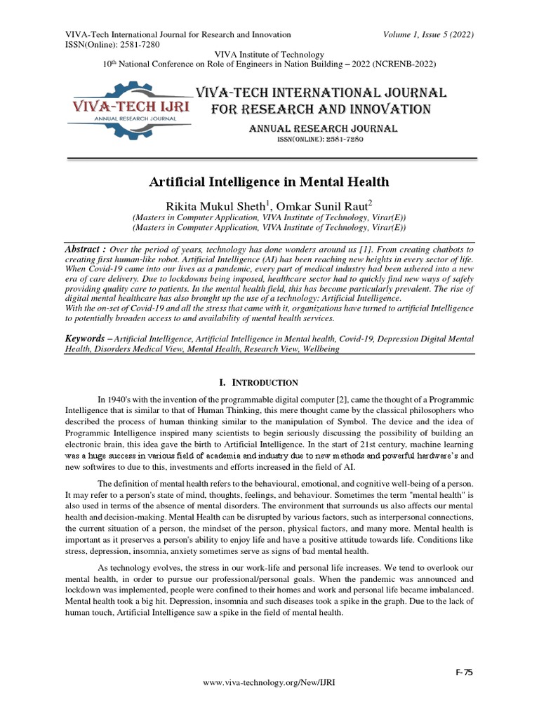 Artificial Intelligence in Mental Health | PDF | Mental Health ...