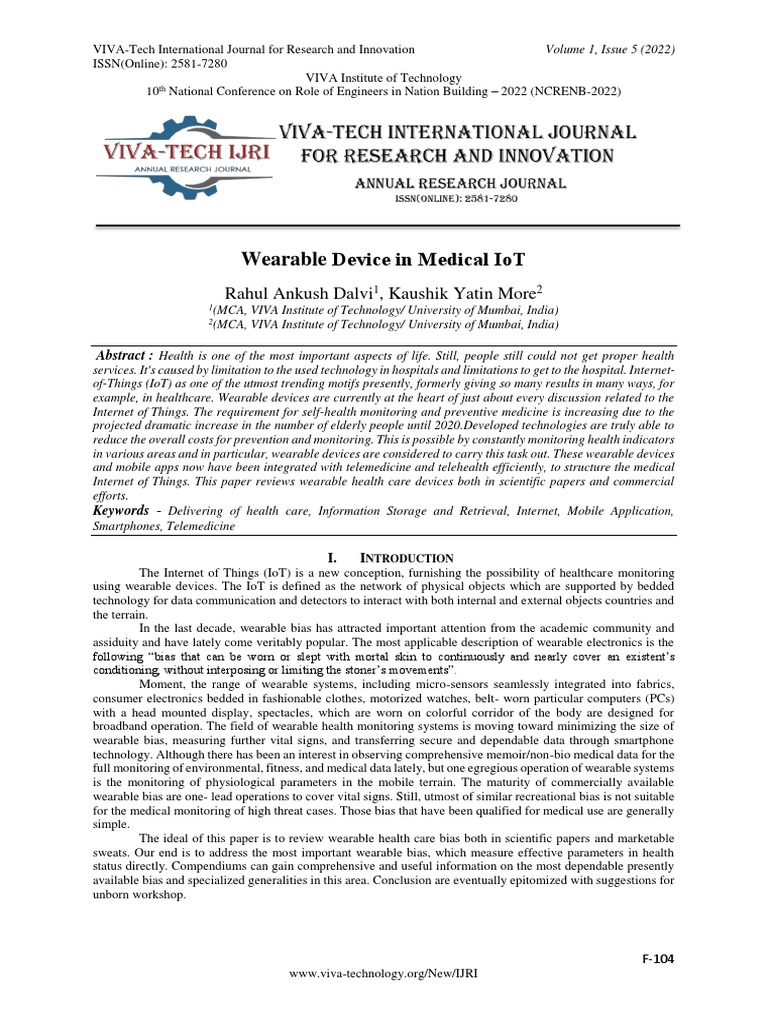 Wearable Device in Medical IoT | PDF | Internet Of Things | Wearable ...