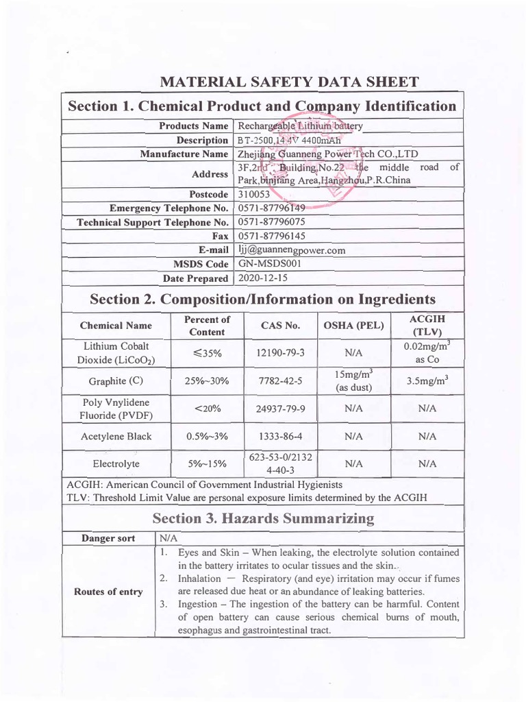 ECO-MSDS 8N01 (62TH) Updated | PDF | Labor Relations | Health Sciences