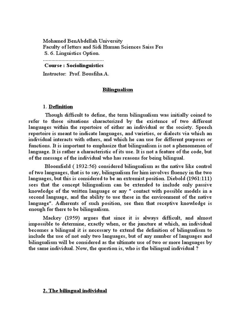 Sociolinguistics Lesson (Bilingualism) | PDF | Multilingualism | Fluency