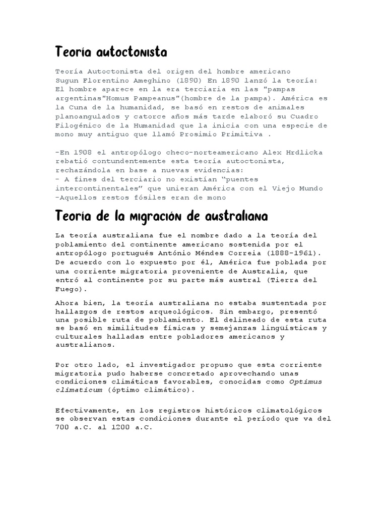 Teoría Autoctonista | PDF | Américas | Australia