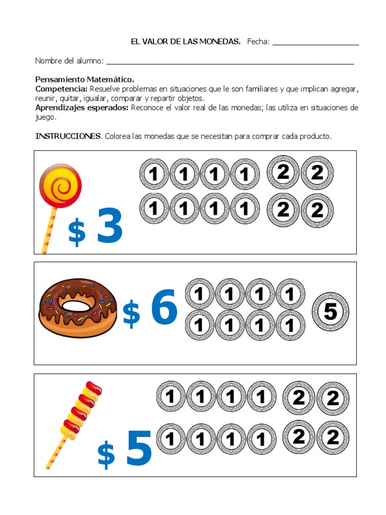 El Valor de Las Monedas (Ejercicios) | PDF