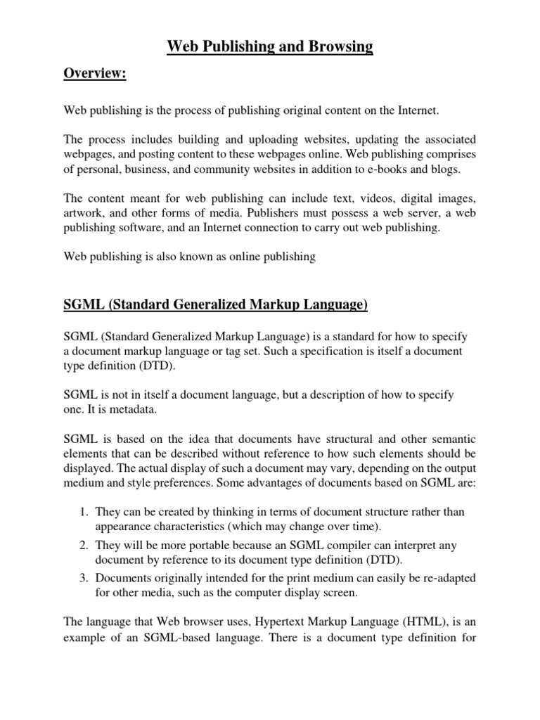 Web Publishing and Browsing (WDP) | PDF | World Wide Web | Internet & Web