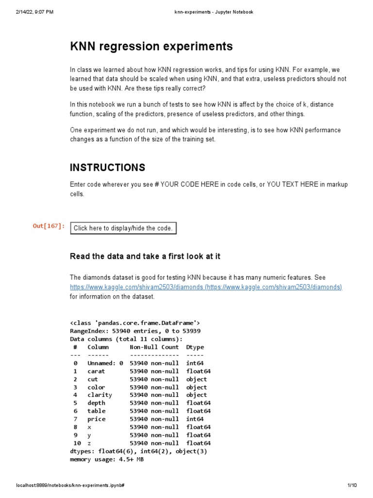 Knn-Experiments - Jupyter Notebook | PDF | Dependent And Independent Variables | Prediction
