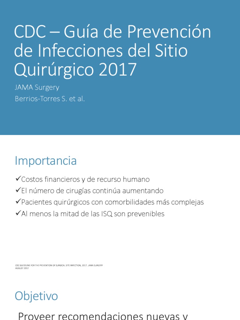 Prevención de Infecciones Del Sitio Quirúrgico CDC 2017 | PDF | Cirugía | Antimicrobiano