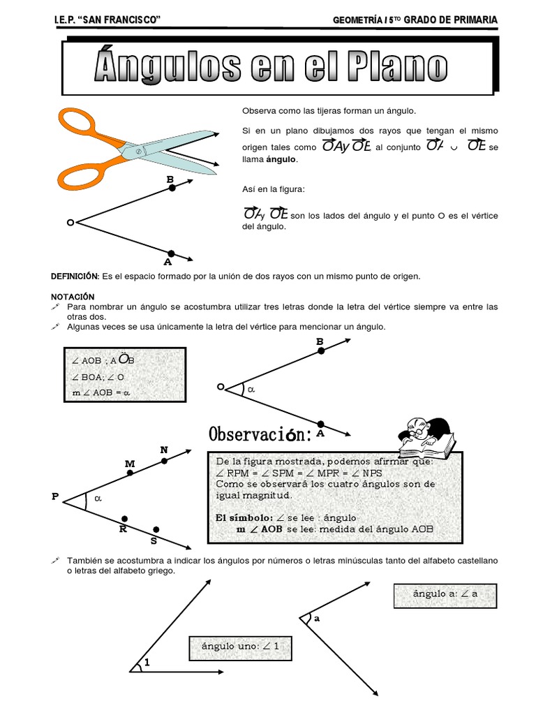 Ángulos en El Plano | PDF | Ángulo | Geometría euclidiana