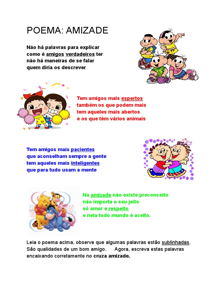 Poema Amizade: Qualidades de um Amigo | PDF