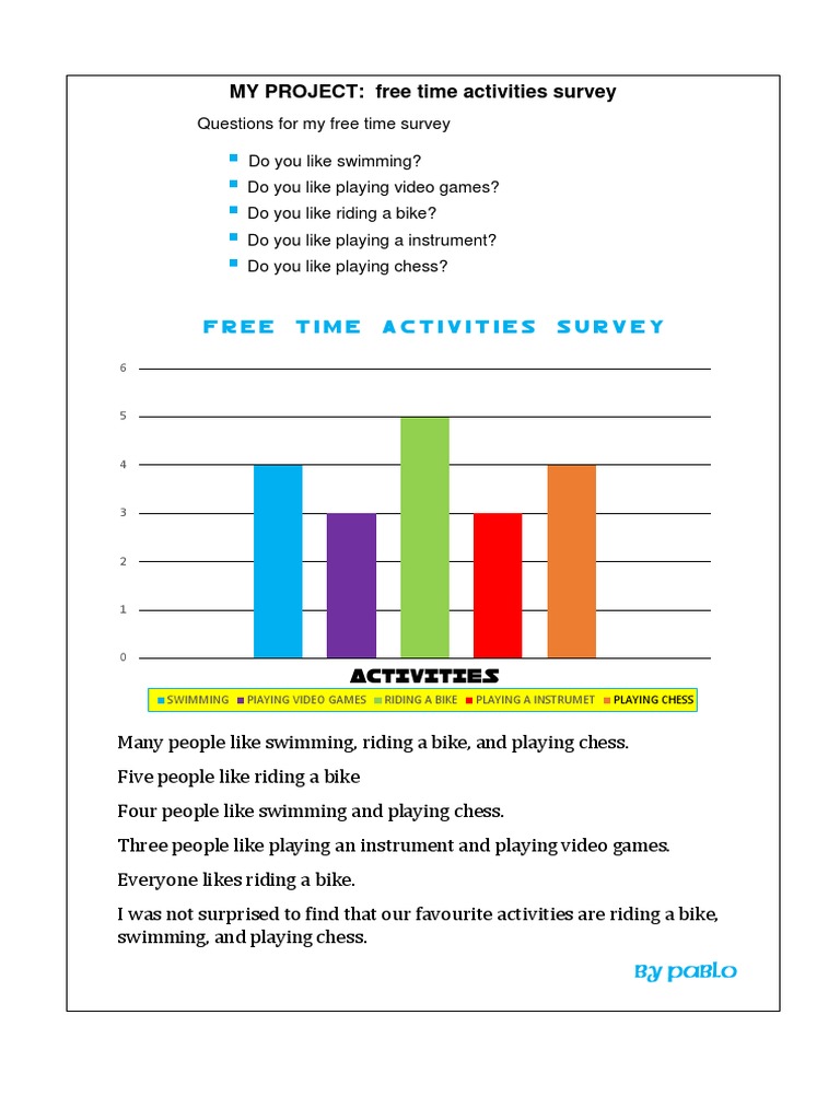 MY PROJECT: Free Time Activities Survey | PDF | Sports & Recreation ...