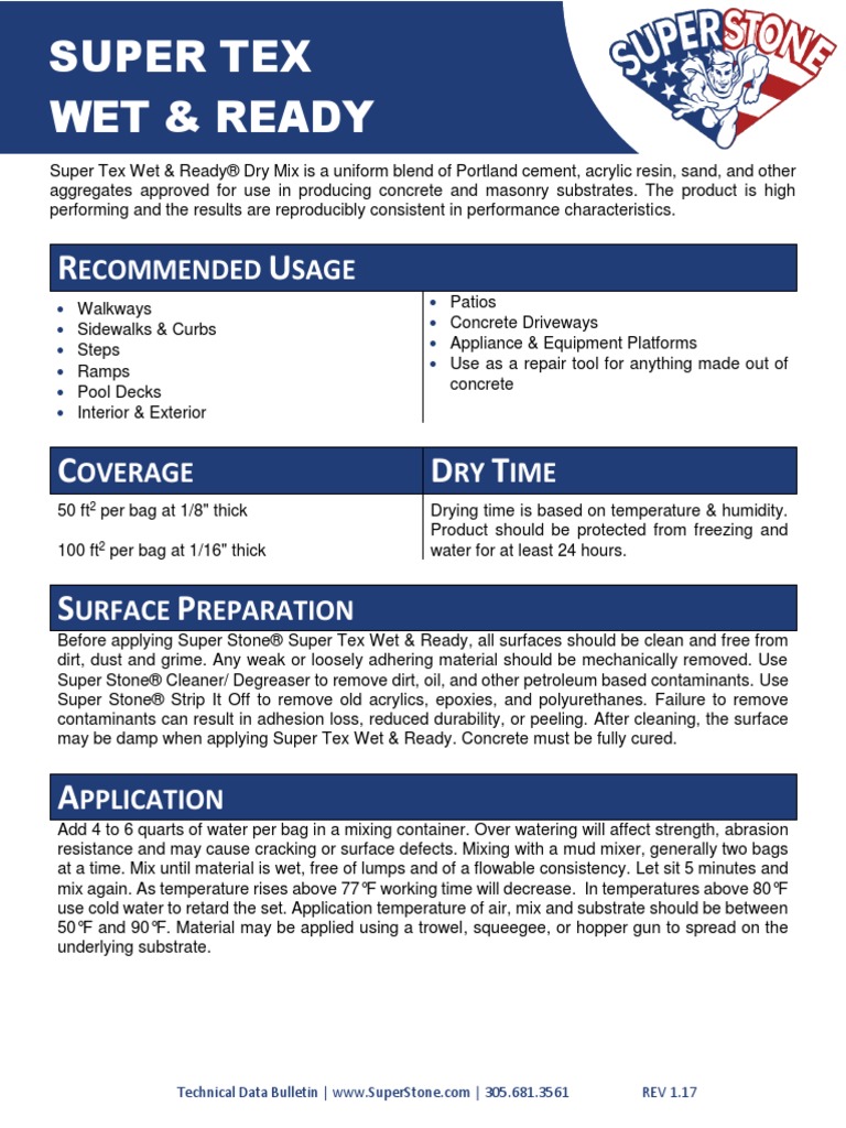 Super Tex Wet & Ready: Ecommended Sage | PDF | Concrete | Water