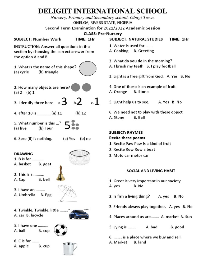 Pre Nursery Question | PDF