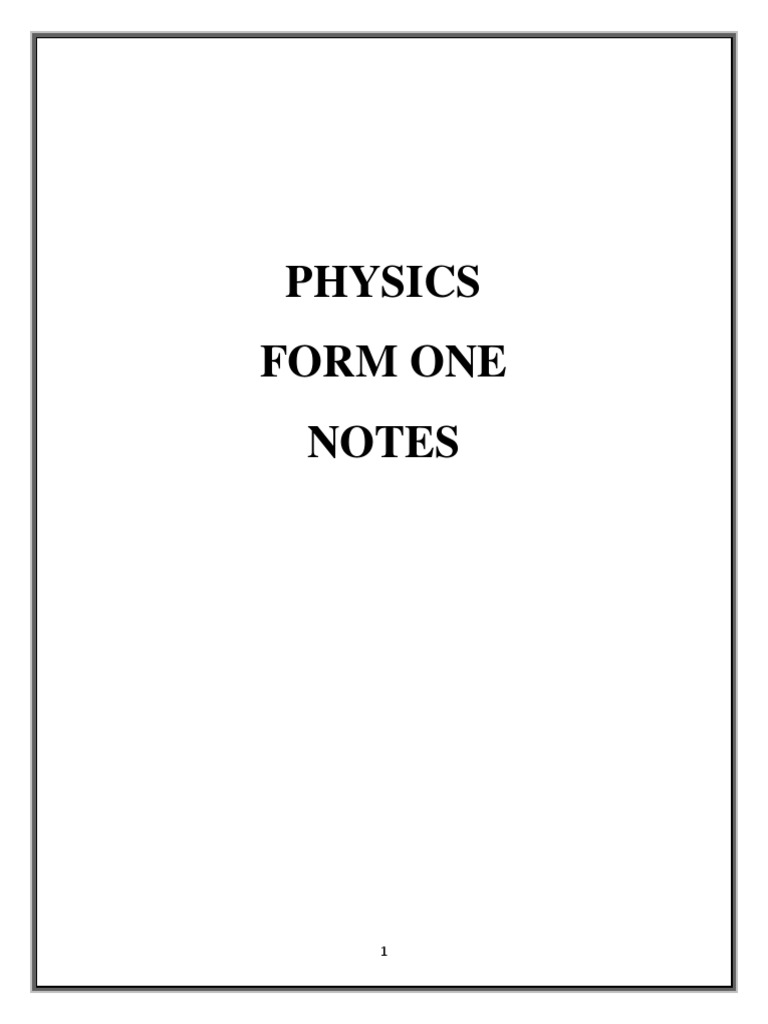 Physics Form One | Download Free PDF | Force | Buoyancy