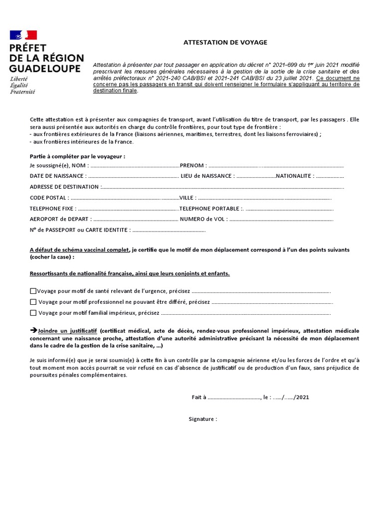 Attestation de Voyage | PDF | Transport