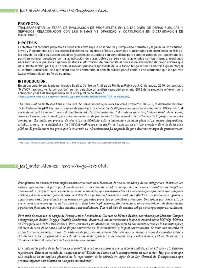 Proyecto "Transparencia en Resultados de Evaluaciones de Licitaciones ...