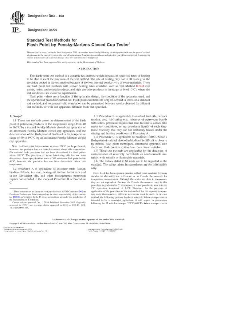 Astm D93 | PDF