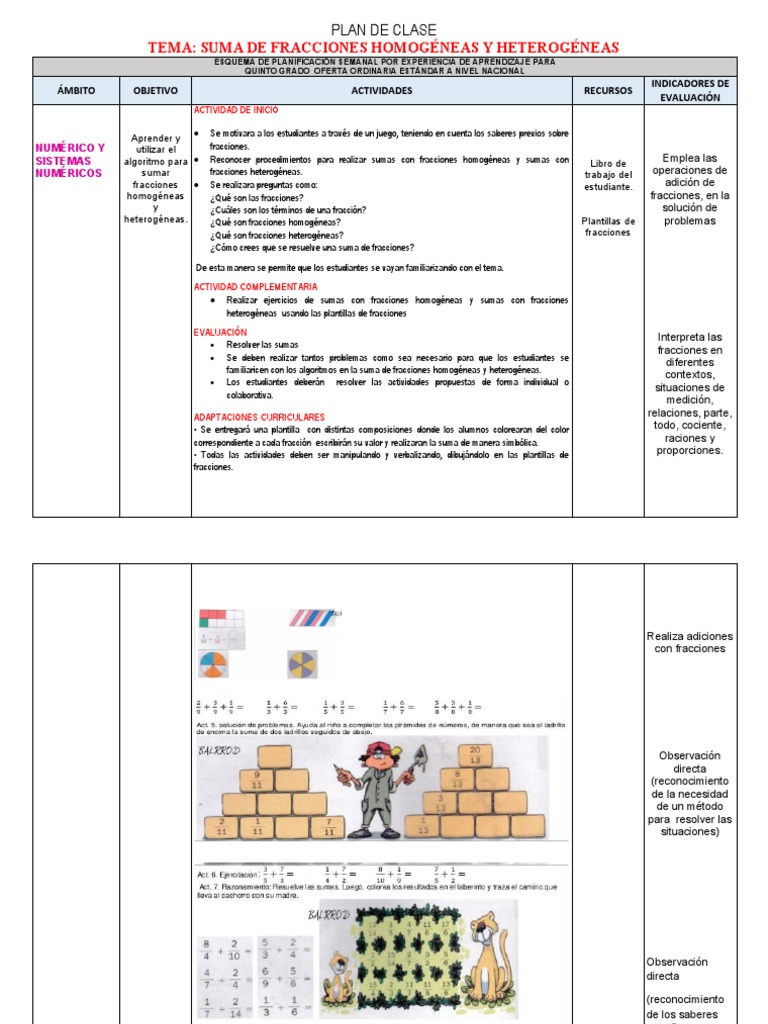 AULA2 - TALLER 4A - Plan de Clases Sumas Homogeneas y Heterogeneas ...