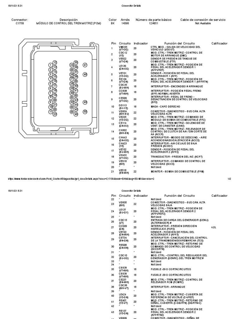 Connector PCM 175b Explorer 2010 | PDF | Acelerador | Ingeniería de ...