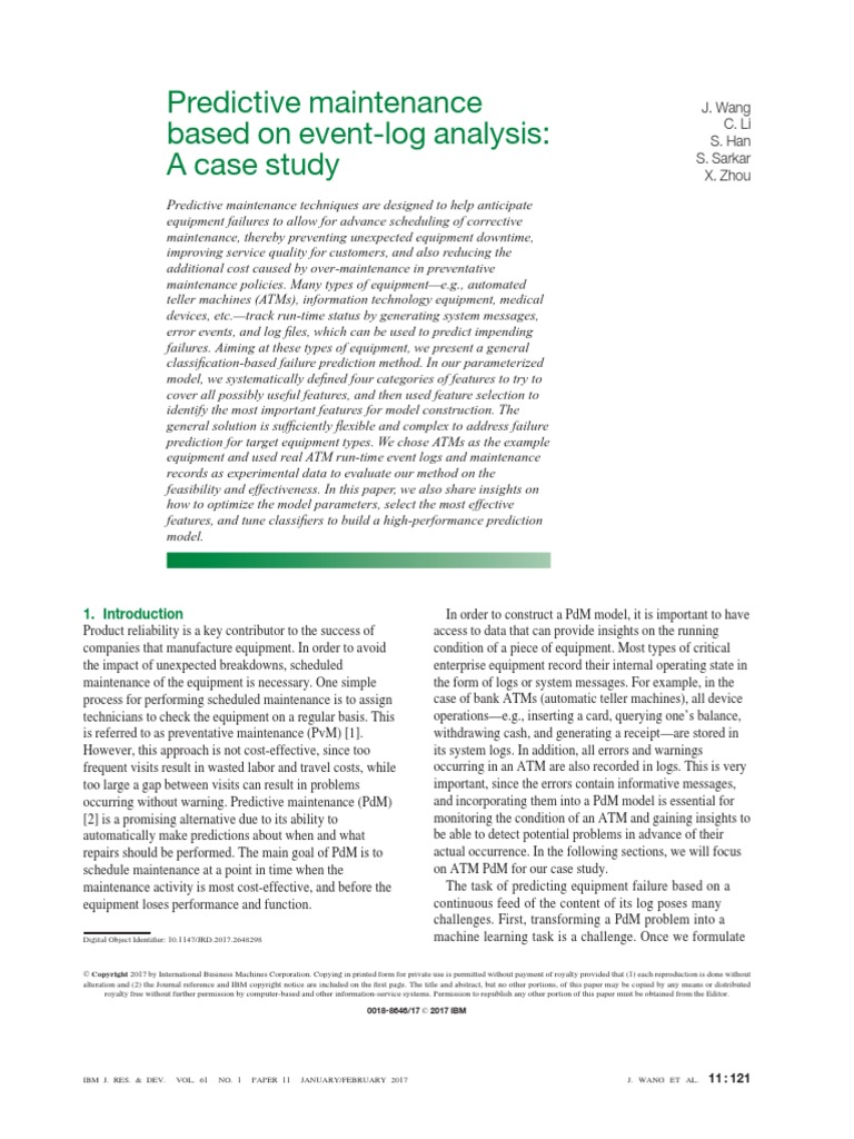 Predictive Maintenance Based On Event-Log Analysis: A Case Study | PDF ...
