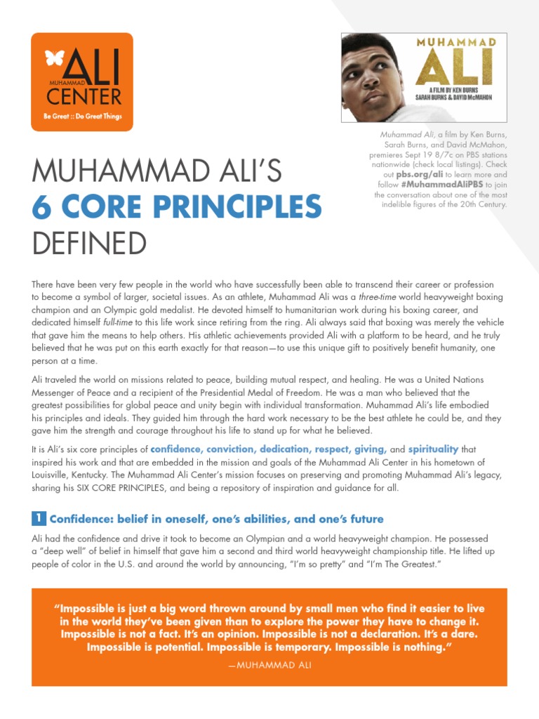 Muhammad Ali'S Defined: 6 Core Principles | PDF | Muhammad Ali