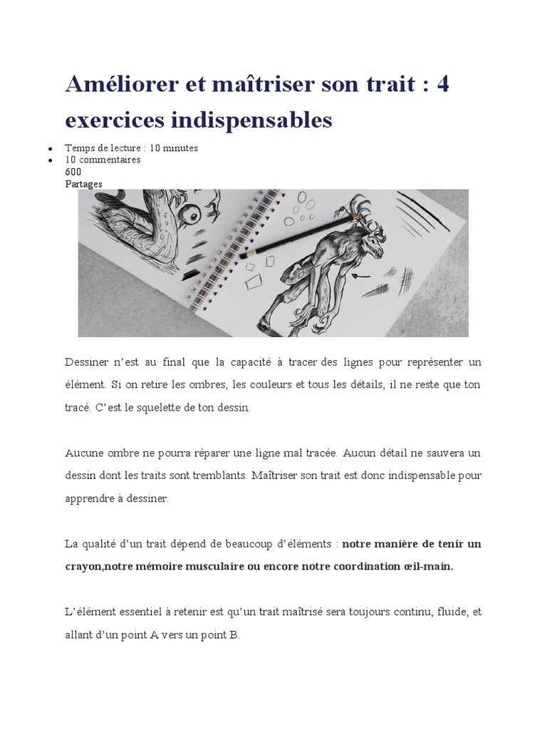 Maîtriser son trait en dessin débutant | PDF | Dessin | Crayon