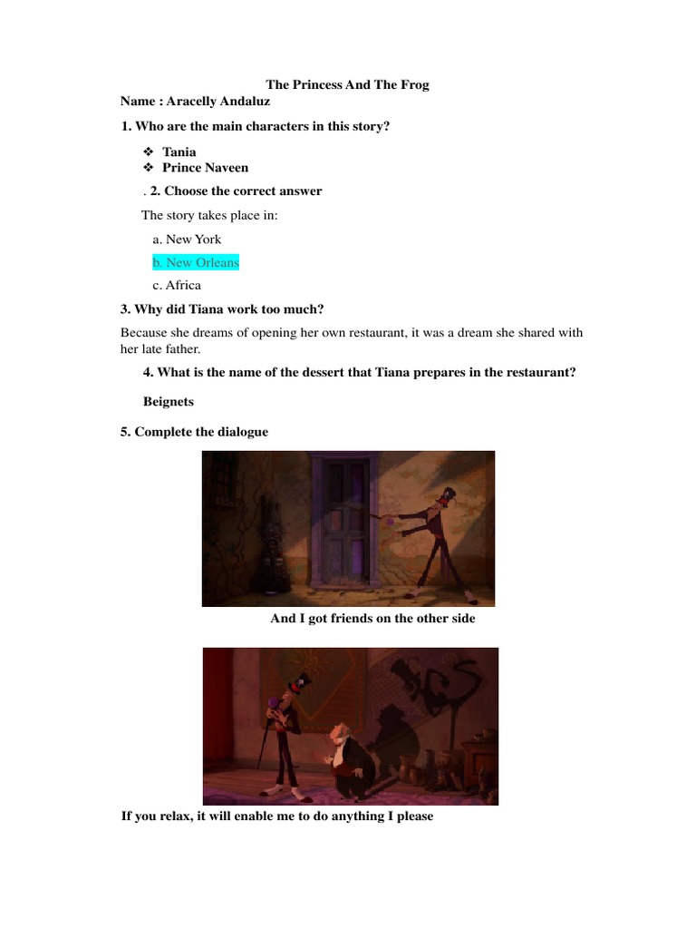 The Princess and the Frog Quiz | PDF | Art