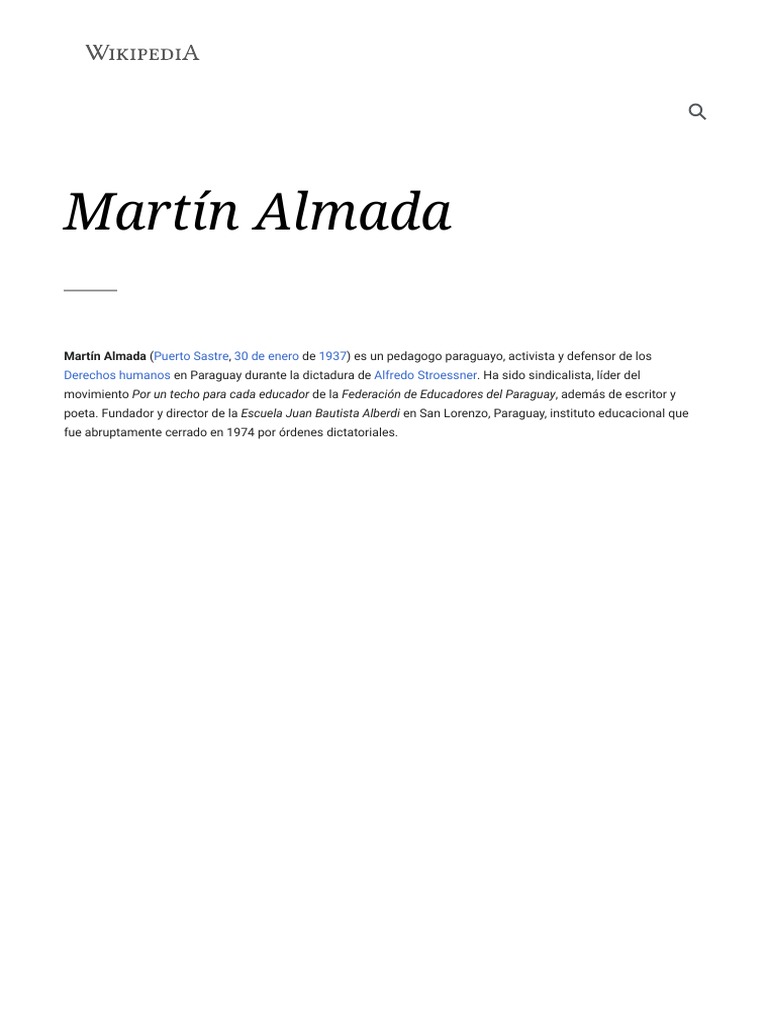 Martín Almada: Activista paraguayo por los derechos humanos y defensor ...